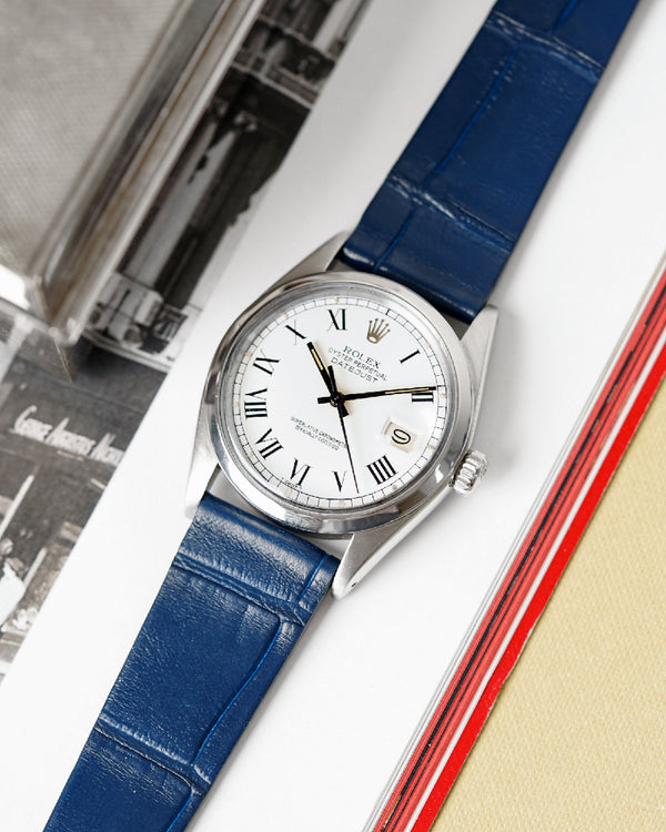 Stitchless Matte Blue Square Scale Alligator Strap - Atelier del Sur