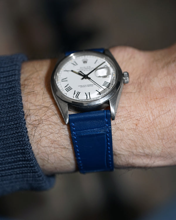 Matte Blue Square Scale Alligator Watch Strap - Atelier del Sur
